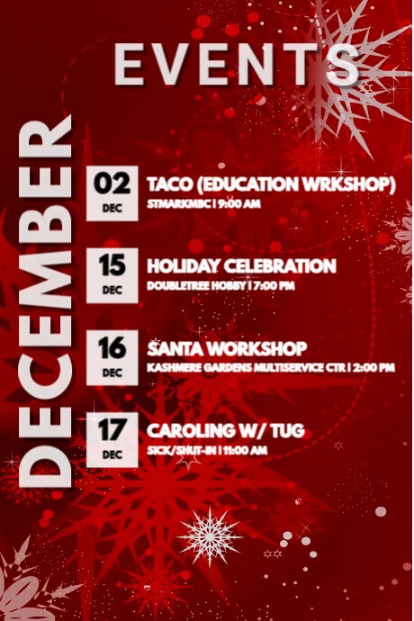 Christmas calendar, Christmas events,calendar | PosterMyWall