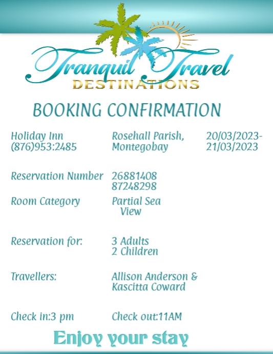 RESERVATION for Allison Anderson | PosterMyWall