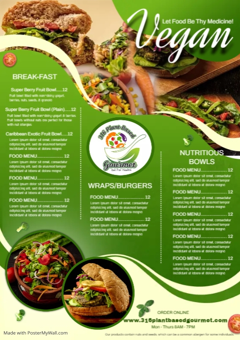 Copy of Vegetarian Restaurant Menu Template | PosterMyWall