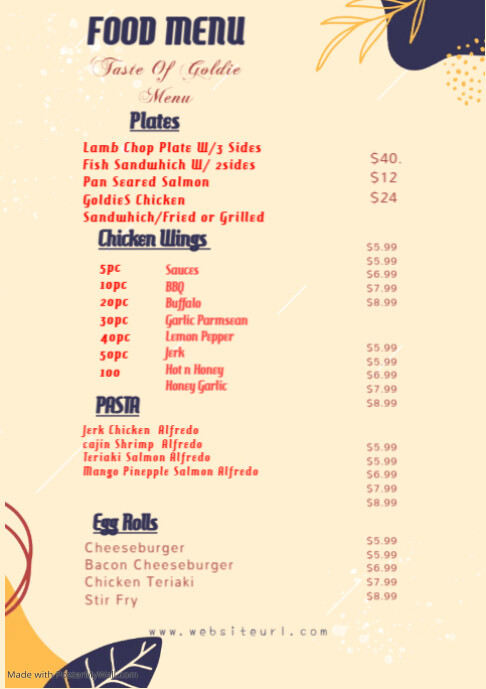 summer menu ,event, summer, menu | PosterMyWall