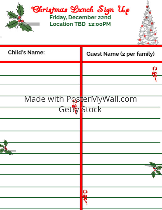 Christmas party dinner poster sign up sheet | PosterMyWall