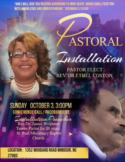 Copy of Pastoral Installation Flyer | PosterMyWall