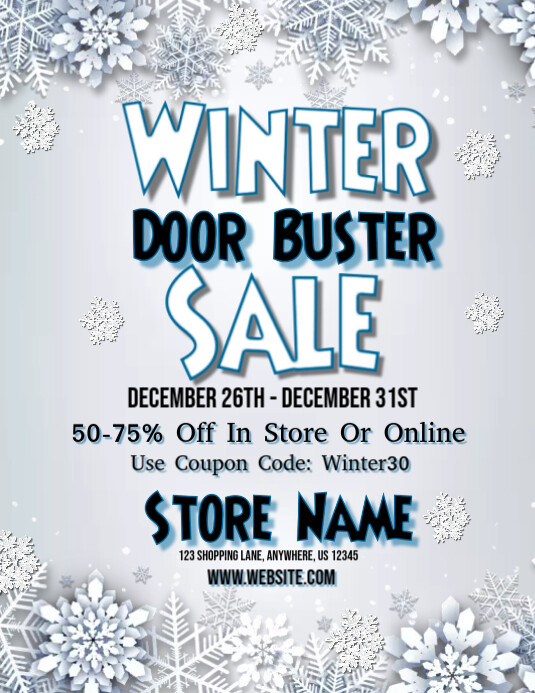 Copy of Winter Door Buster Sales Event Template | PosterMyWall