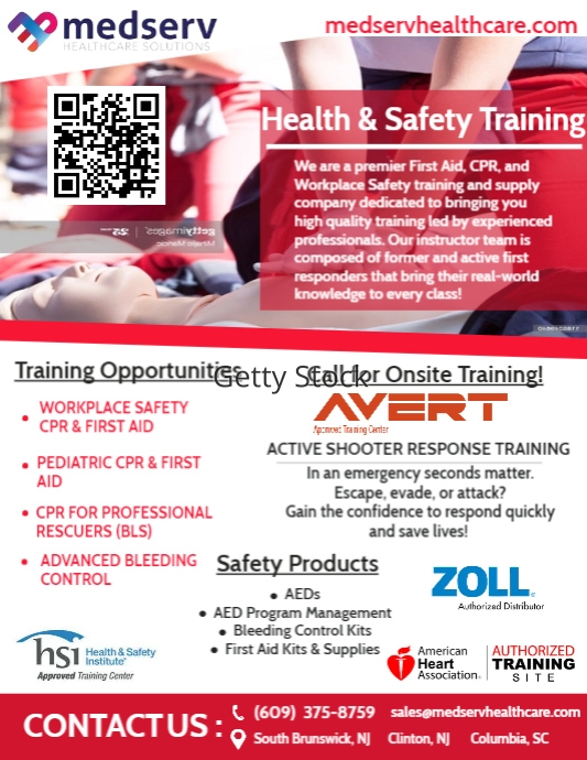 Copy of first aid cpr training advertisement red and | PosterMyWall