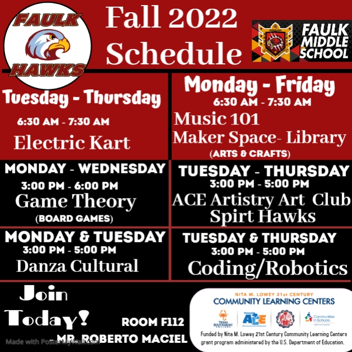 Fall 2022 Schedule | PosterMyWall