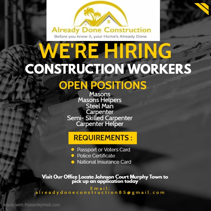 Copy of construction workers hiring instagram post | PosterMyWall