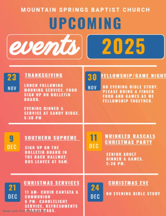 Calendar of Upcoming Events Schedule Flyer | PosterMyWall