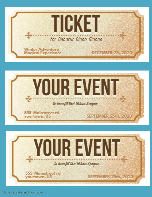 Free Event Ticket print 3 on page | PosterMyWall