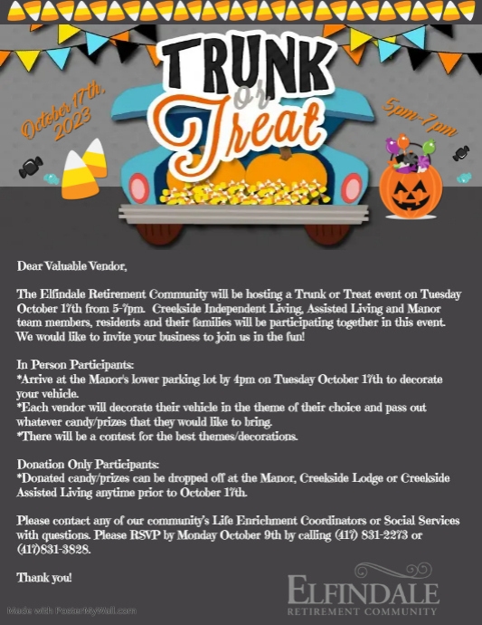 Trunk or Treat Halloween Candy Kids Safe Community Youth | PosterMyWall