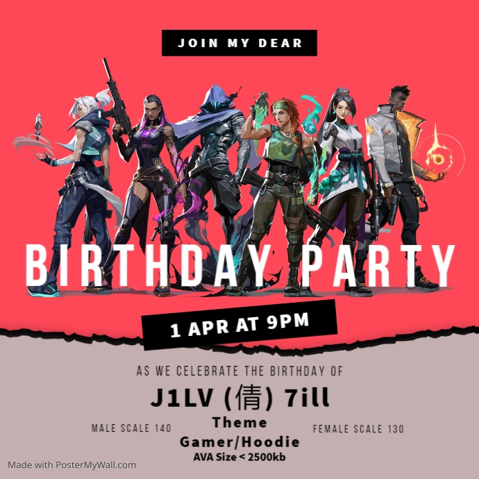 Valorant Birthday Invitation (2) | PosterMyWall