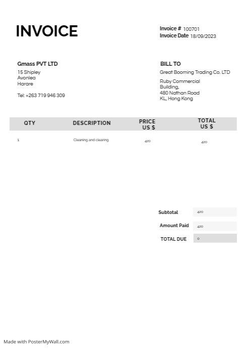 modern minimal fully editable invoice templat | PosterMyWall