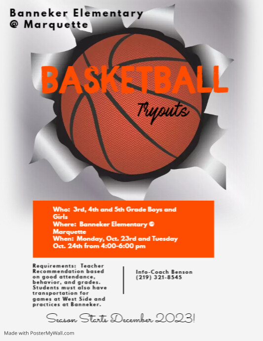 Basketball Tryouts Flyer Template | PosterMyWall