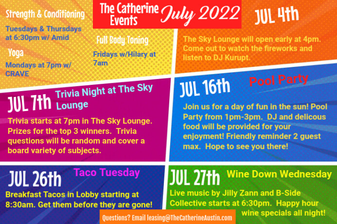 July Events at The Catherine | PosterMyWall