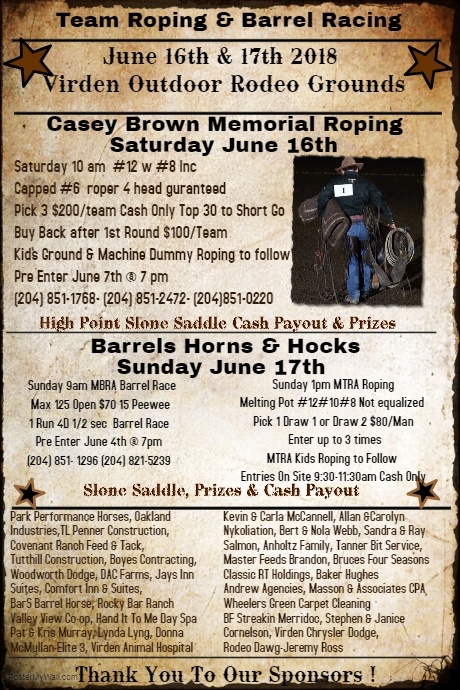Casey Brown Memorial Team Roping & Barrels, Horns & Hocks | PosterMyWall