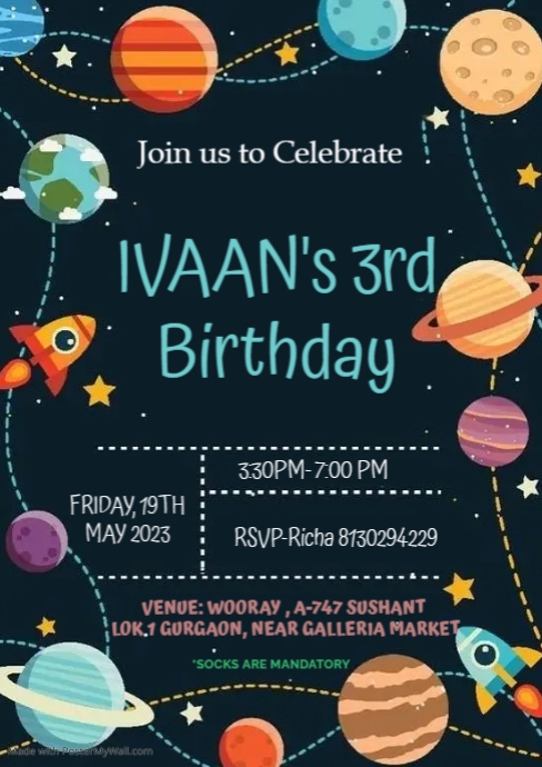SPACE birthday party design template | PosterMyWall