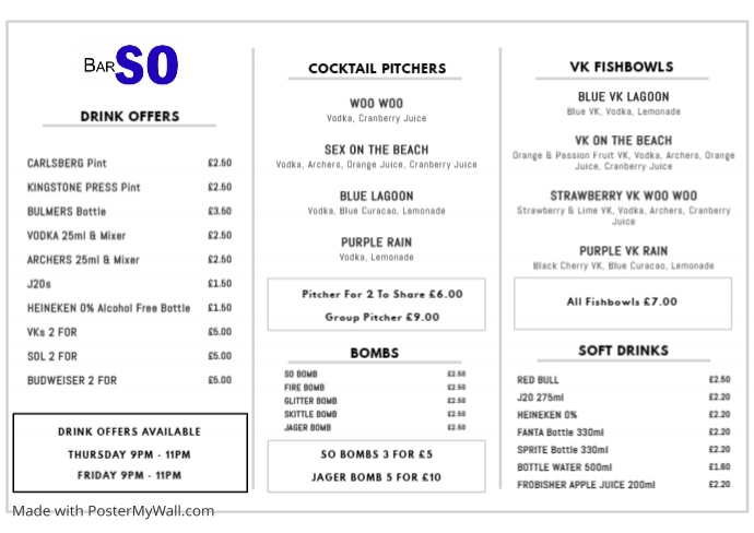 Menu Side B | PosterMyWall