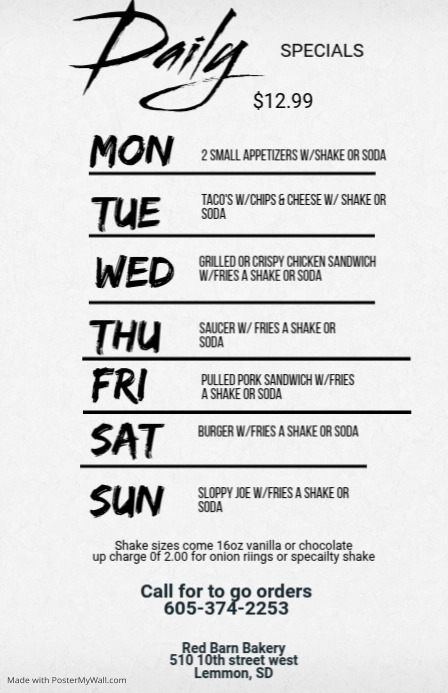 Daily Specials Menu Tabloid template | PosterMyWall