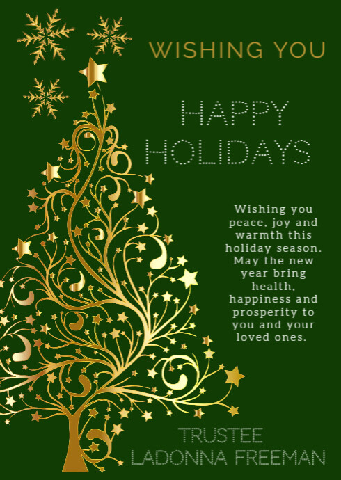 Deep Christmas Green & Gold Christmas Postcar | PosterMyWall