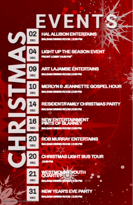 Christmas calendar, Christmas events,calendar | PosterMyWall