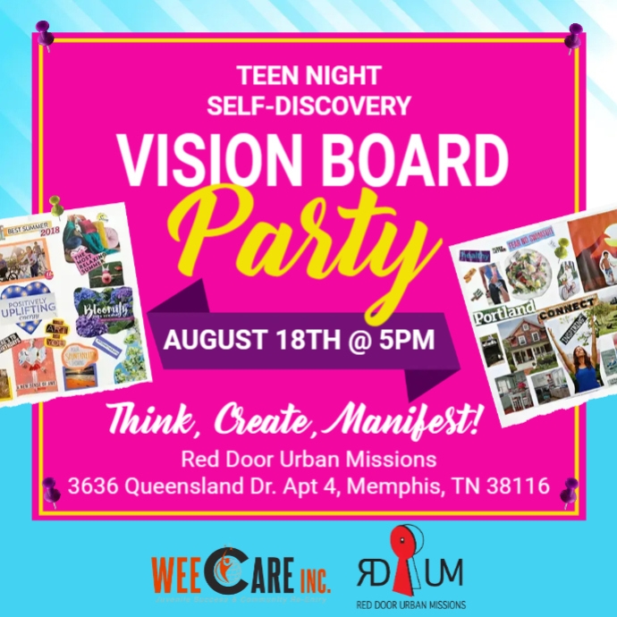 Copy of Pink Vision board party invitation template | PosterMyWall