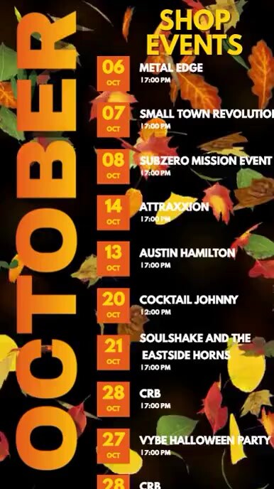 October Events Schedule Video Template | PosterMyWall