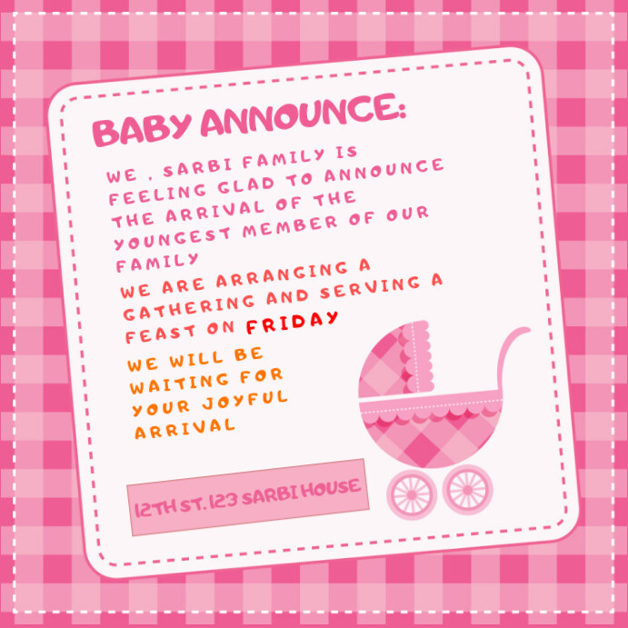 Baby announcement insta post Template | PosterMyWall