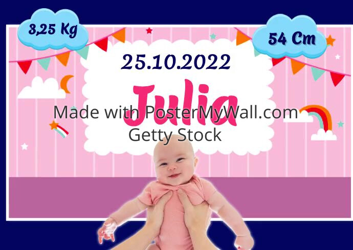 Baby birth postcard announcement Template | PosterMyWall