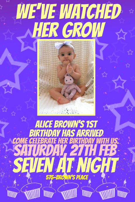 Baby Birthday Poster Template | PosterMyWall