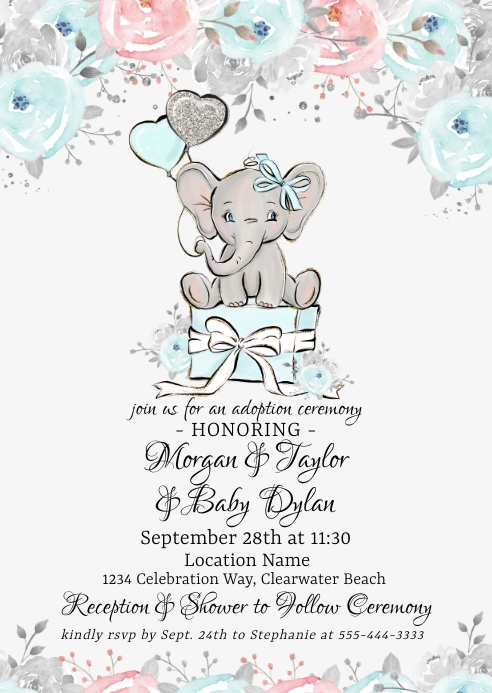 Baby Boy Adoption Invitation Template | PosterMyWall