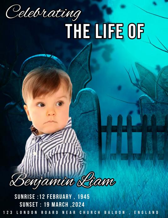 Baby Boy Funeral Invitation Template | PosterMyWall