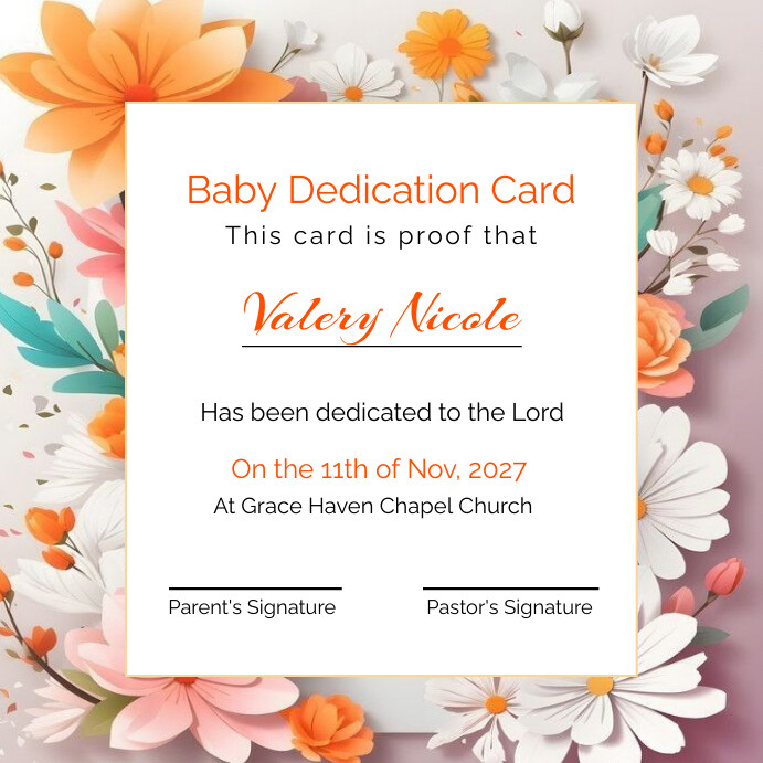 baby dedication card flyer design template | PosterMyWall