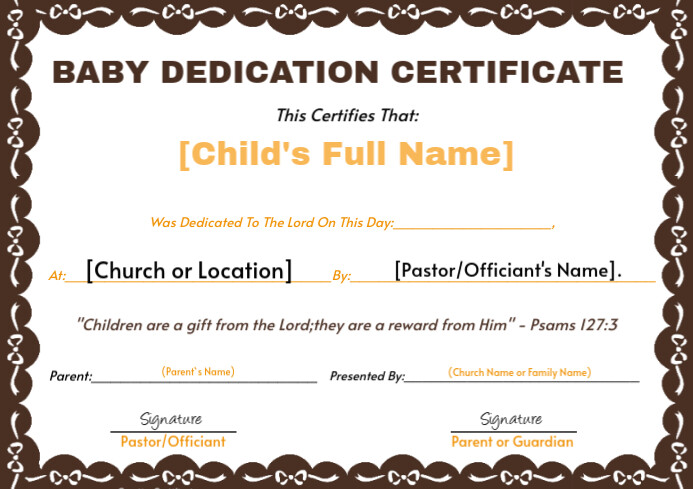 Baby Dedication Certificate Template | PosterMyWall