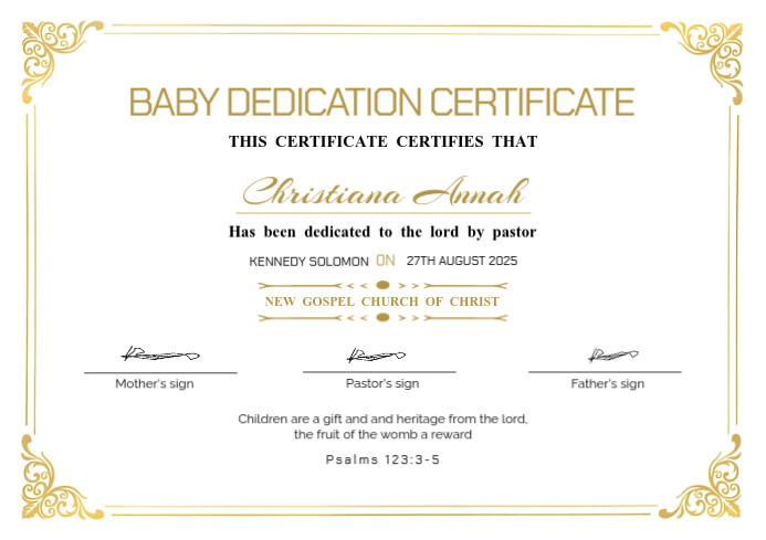 baby dedication certificate Template | PosterMyWall