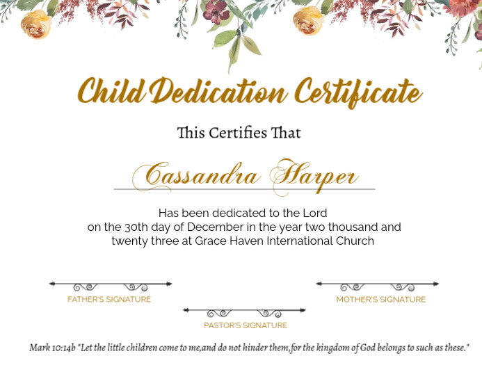 baby dedication certificate poster Template | PosterMyWall
