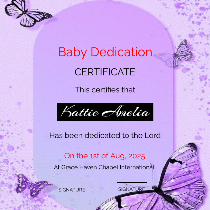 baby dedication certificate poster Template | PosterMyWall