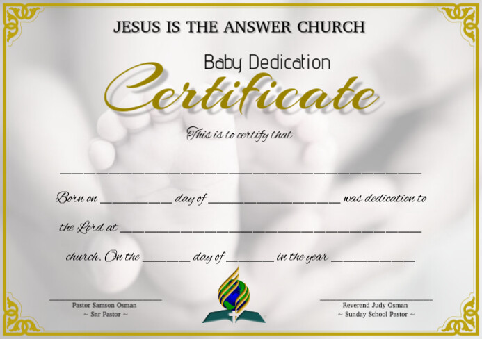 Baby Dedication Church Certificate Flyer Template | PosterMyWall