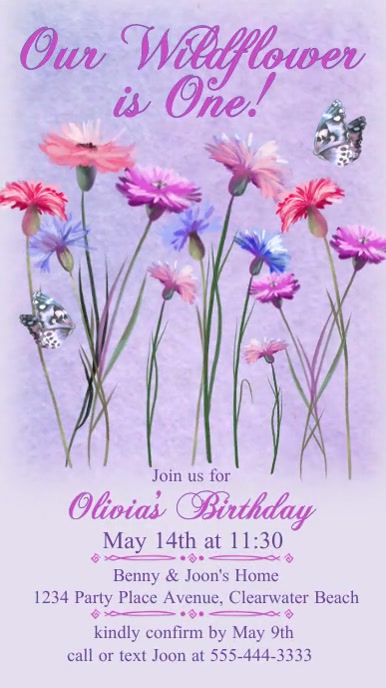 Spring Themed Baby Birthday Invitations