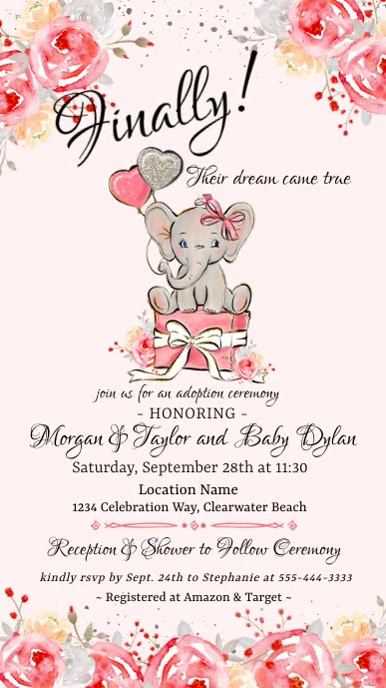 Baby Girl Adoption Celebration Invitation Template | PosterMyWall