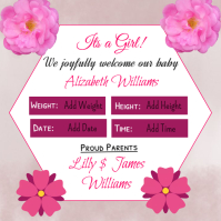baby girl announcement instagram post Template | PosterMyWall