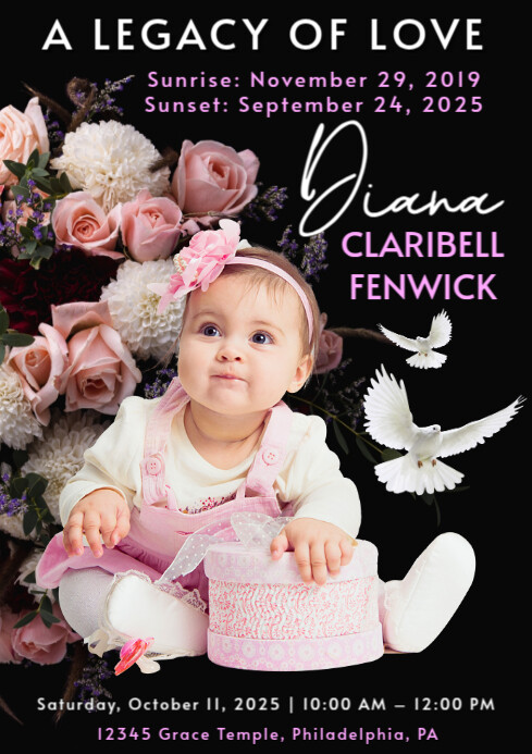Baby Girl Funeral Flyer Memorial Flyer, Template | PosterMyWall