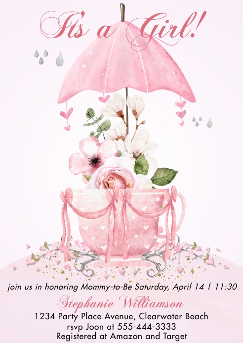 Baby Girl Spring Shower Invitation Template | PosterMyWall