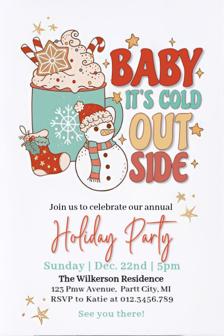 Baby It’s Cold Outside Holiday Party Poster | Cute Winter Invite ...