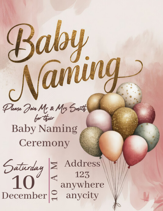 Baby Naming Ceremony Flyer (us Letter) Template | PosterMyWall