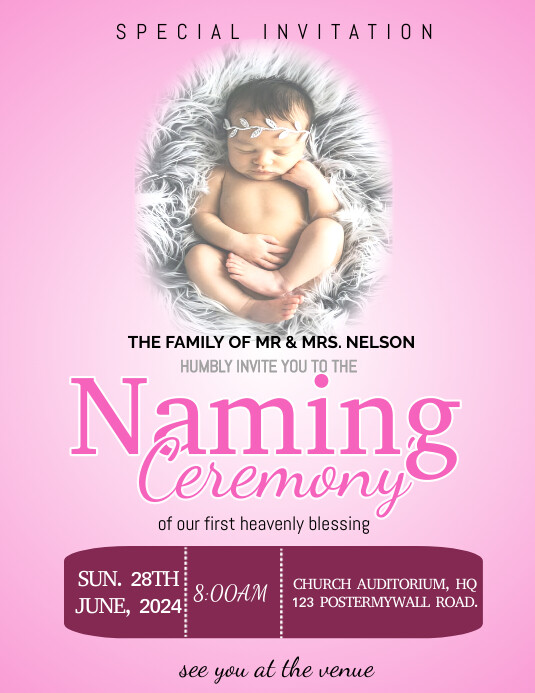 Baby Naming Ceremony Flyer (us Letter) Template | PosterMyWall