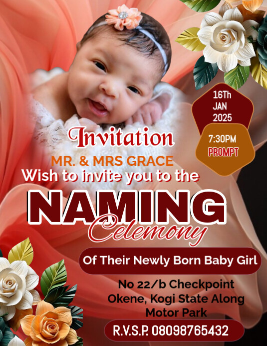 Baby Naming Ceremony Invitation Template | PosterMyWall