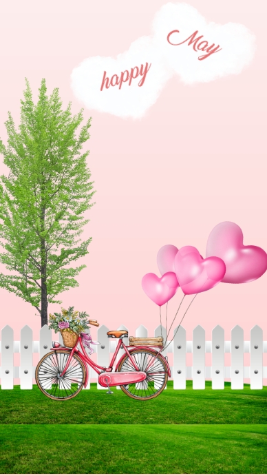 Baby pink ballon happy may Template | PosterMyWall