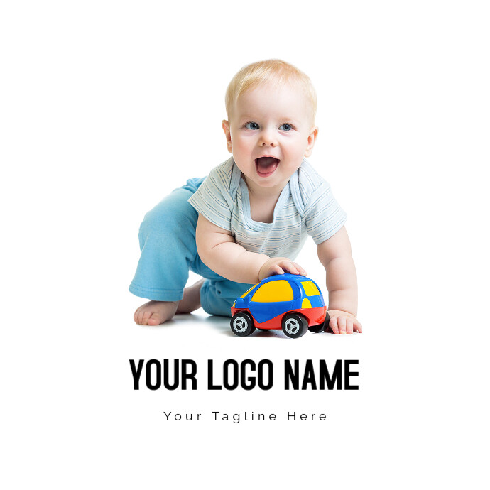 Baby Playing With Red Logo Template | PosterMyWall