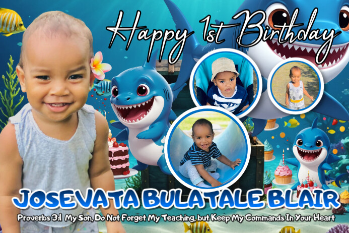 Baby Shark Banner Blue 6ft x 4ft Template | PosterMyWall