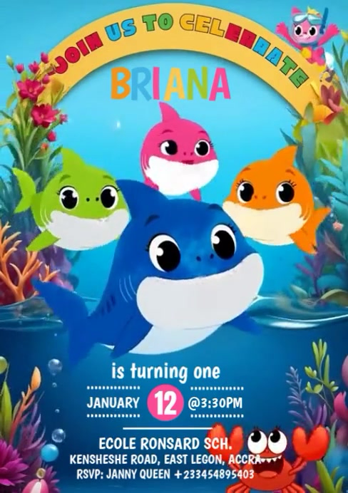 Modèle Baby Shark Birthday Invitation | PosterMyWall
