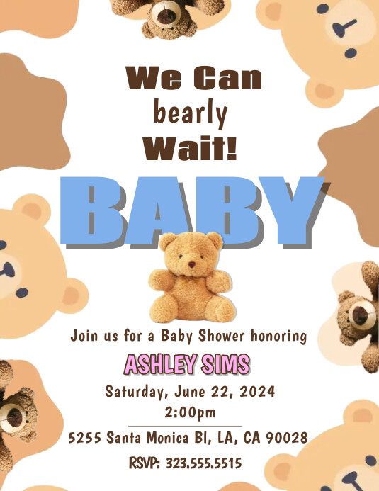 Baby Shower Bear Theme Template | PosterMyWall